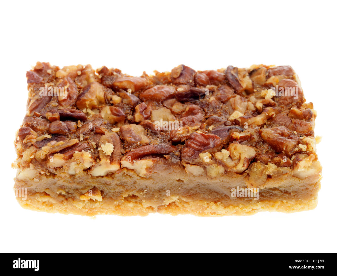 Freshly Baked Sweet Pecan Nut Slice Isolated Against A White Background ...