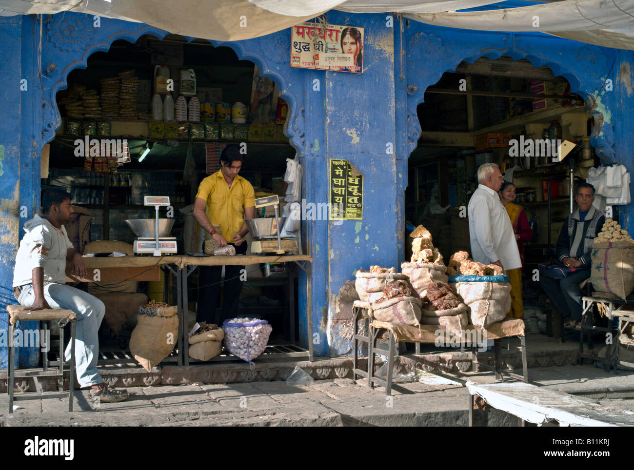 INDIA RAJASTHAN JODHPUR Small store in the Sardar Market of Jodhpur ...