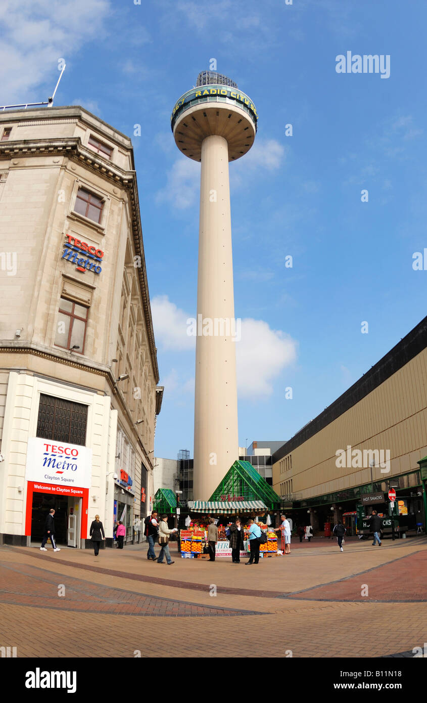 St Johns Beacon and Clayton Square in Liverpool city centre Stock Photo ...