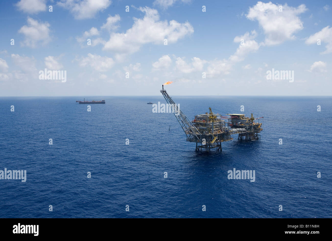 Oil production and exploration rigs in the South China Seas. Natuna ...