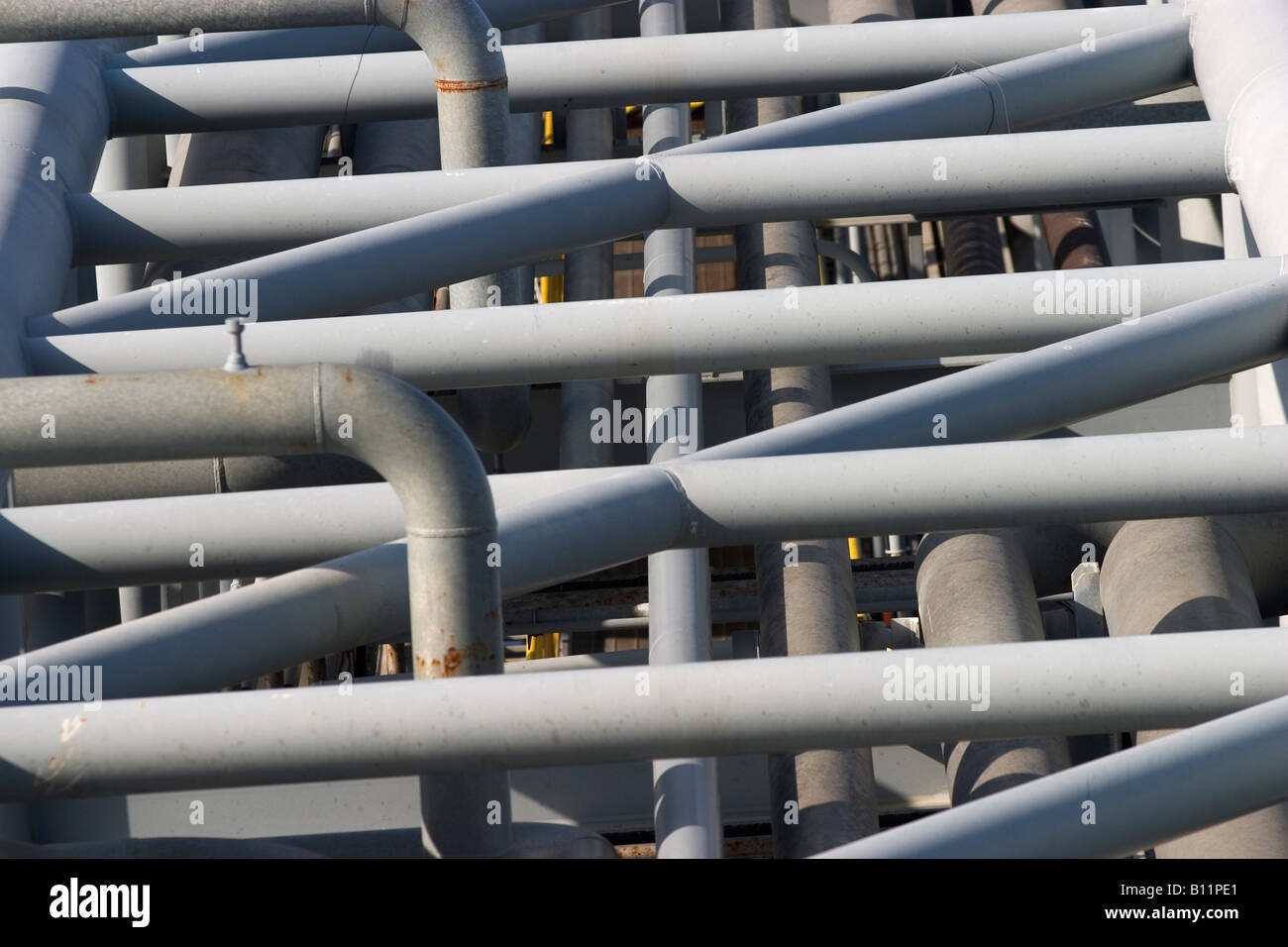 Pipework on oil and gas production rig South China Seas Indonesia Stock ...