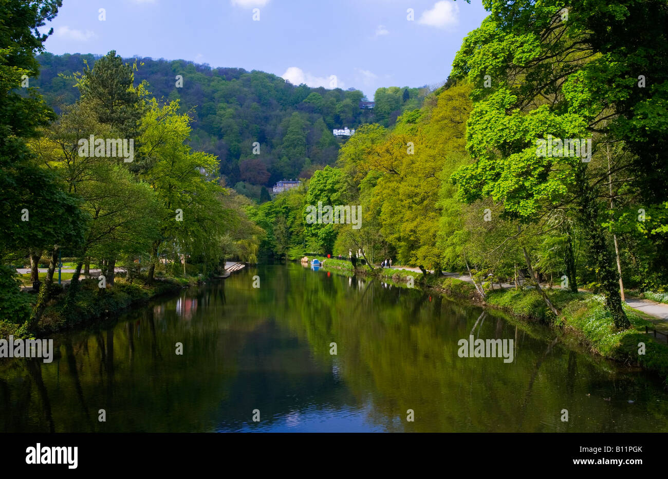 The River Derwent in Matlock Bath Derbyshire Peak District England with ...