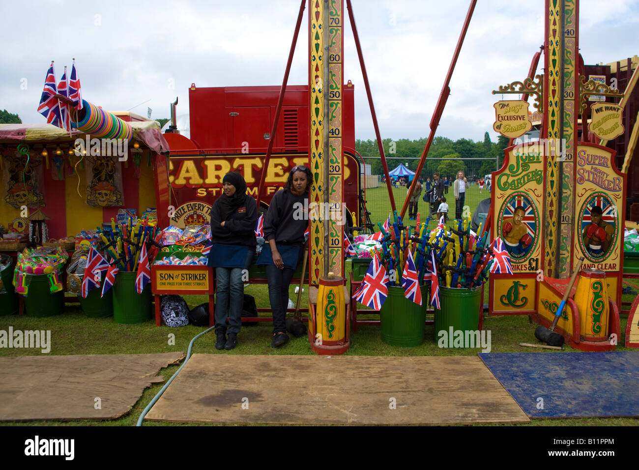 50s People Summer classic coconut throwing fair funfair helter skelter ...