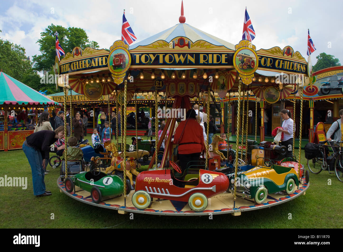 50s People Summer classic coconut throwing fair funfair helter skelter ...