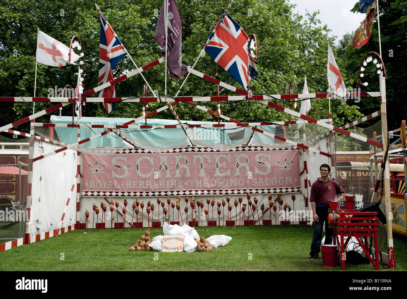 50s People Summer classic coconut throwing fair funfair helter skelter ...