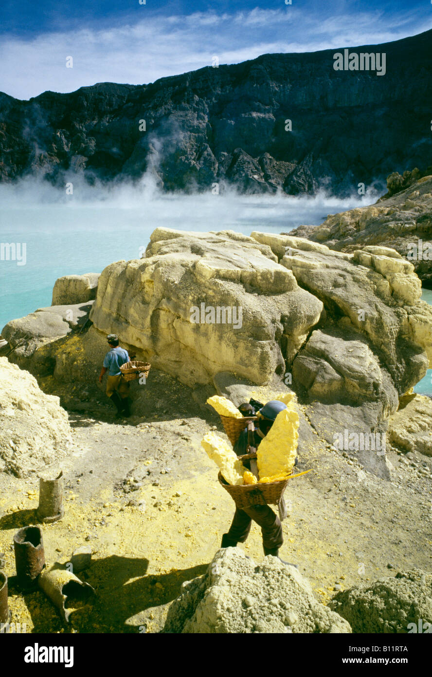 Sulfur Mining in Indonesia Stock Photo - Alamy