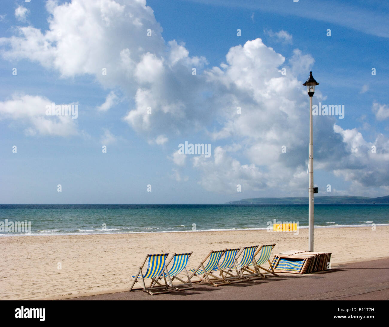 Empty Deckchairs & Beach, Bournemouth, Dorset, UK Stock Photo - Alamy