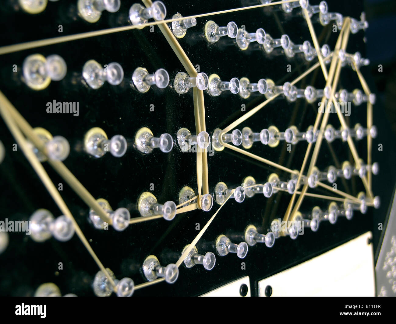 Tactile graph for blind students using pushpins and rubber bands ...