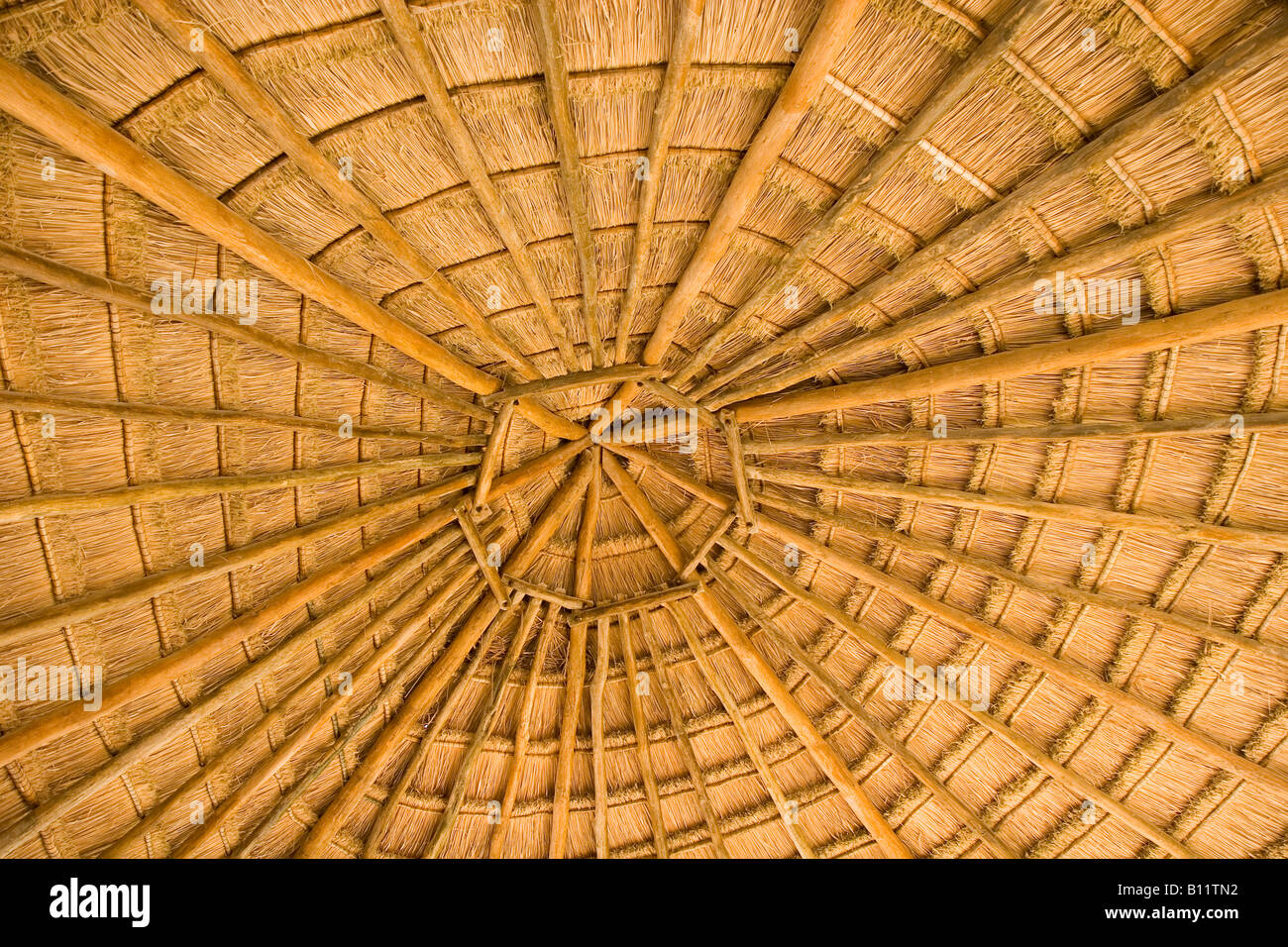 A straw roof on a structure showing concentric circles Stock Photo - Alamy
