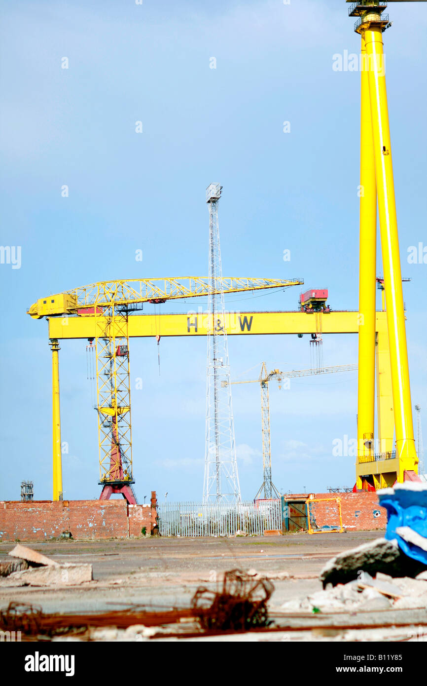 6th April 2008 The Harland and Wolf shipyard Krupps crane Belfast Stock ...