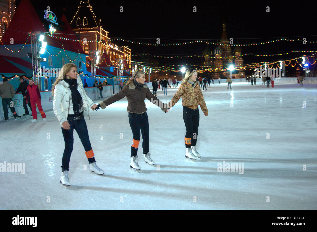 Ice skating rink Red Square Moscow Russian Federation Stock Photo - Alamy