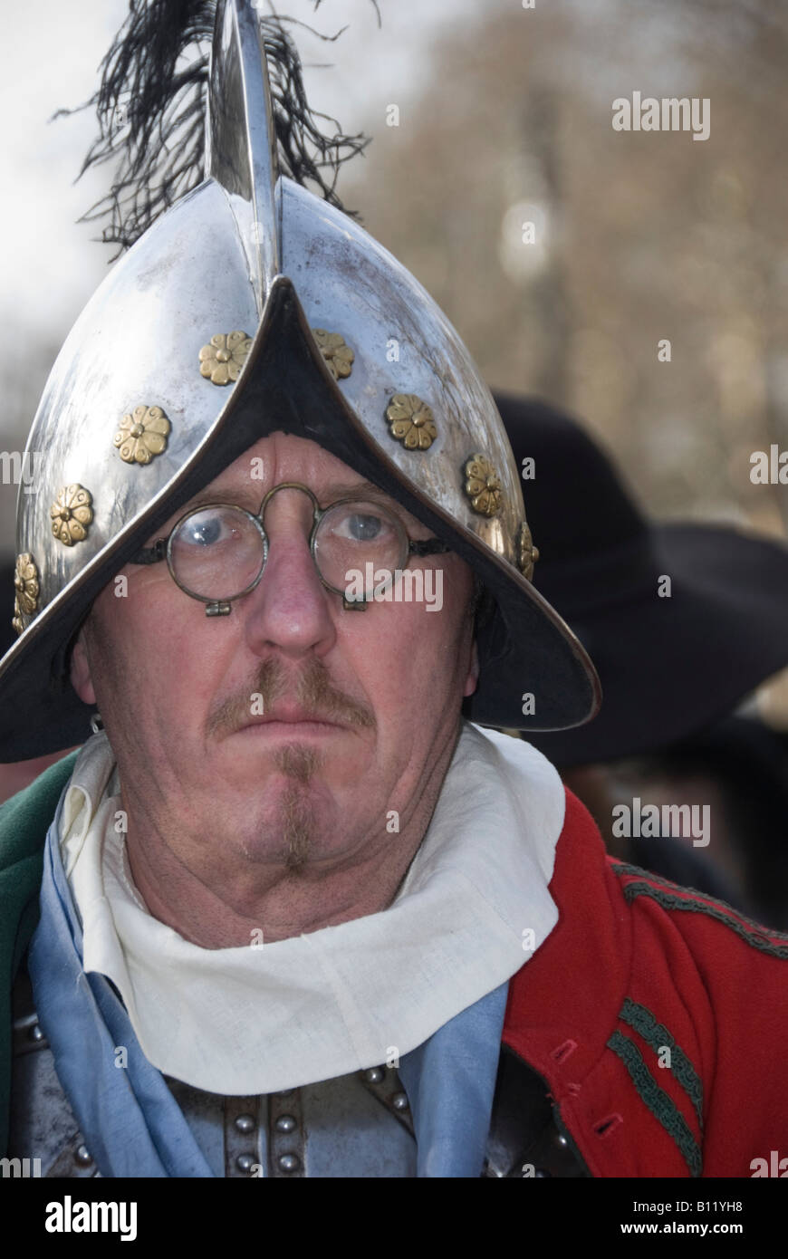 Officer in metal helmet at annual King's Army commemoration of the ...