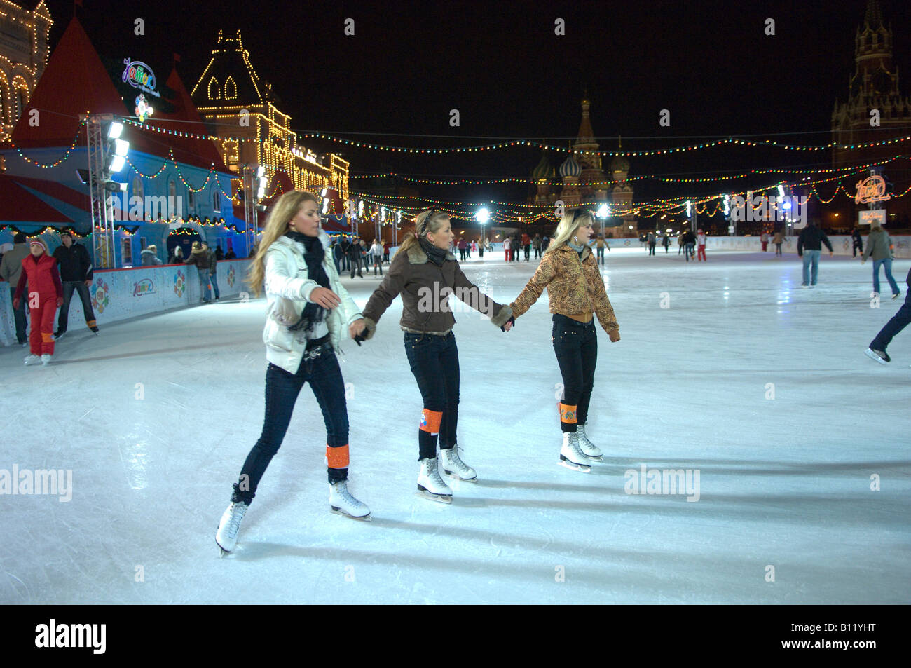 Ice skating rink Red Square Moscow Russian Federation Stock Photo - Alamy