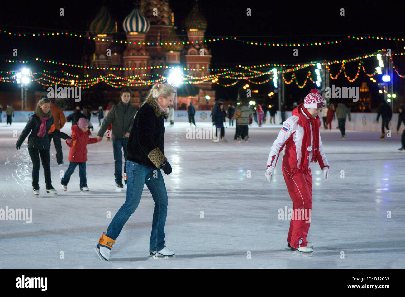 Ice skating rink Red Square Moscow Russian Federation Stock Photo - Alamy