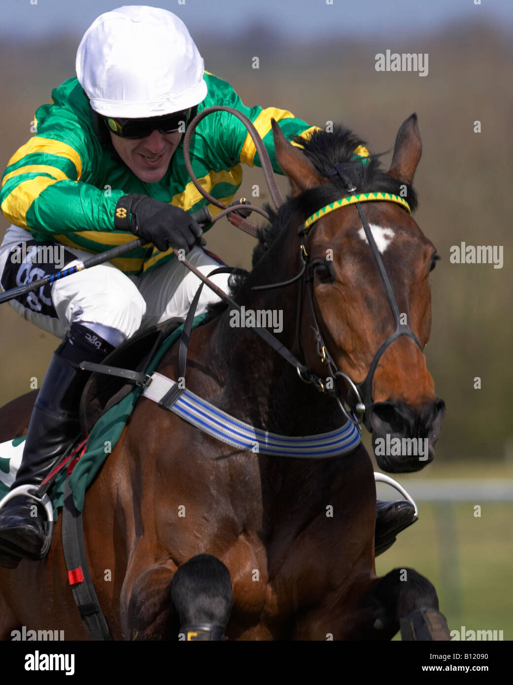 Race horse and jockey jumping hi-res stock photography and images - Alamy