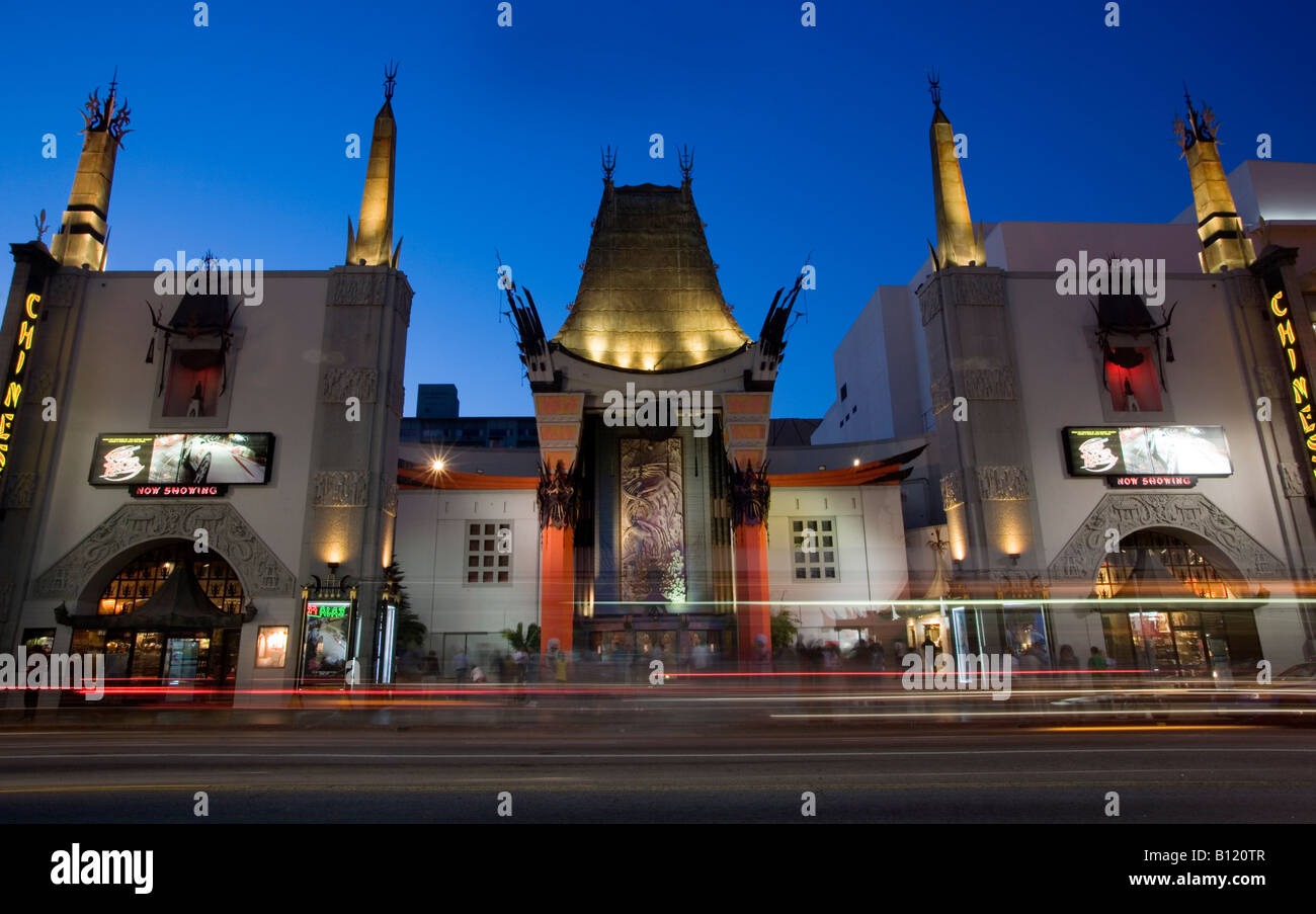 Graumans Chinese Theater and Hollywood Boulevard at dusk Stock Photo ...