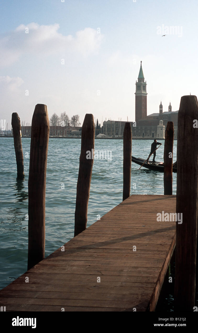Italy Venice gondole in the San Marco basin with the San Giorgio church ...