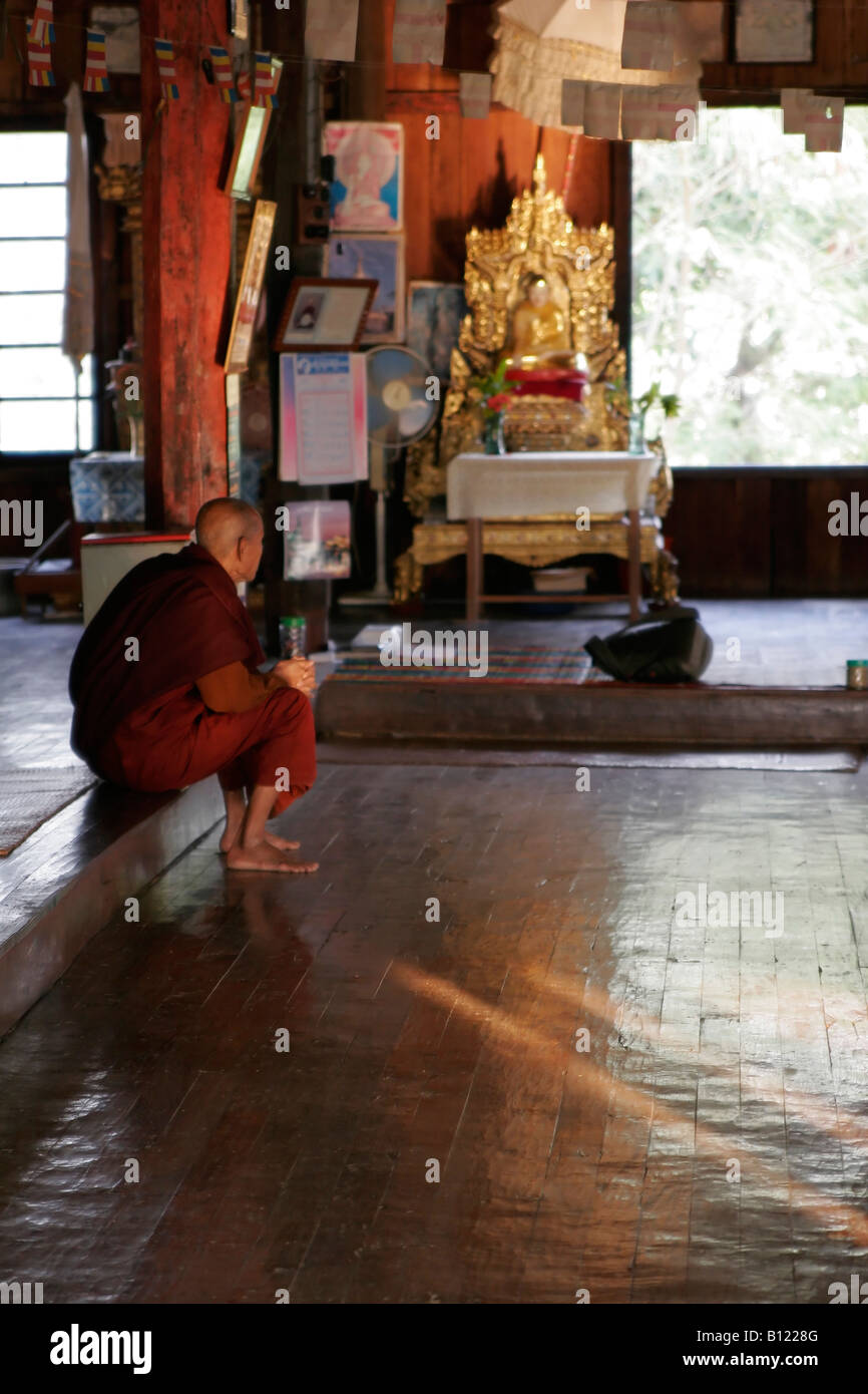 Old Buddhist monk in the monastery, Myanmar (Burma Stock Photo - Alamy