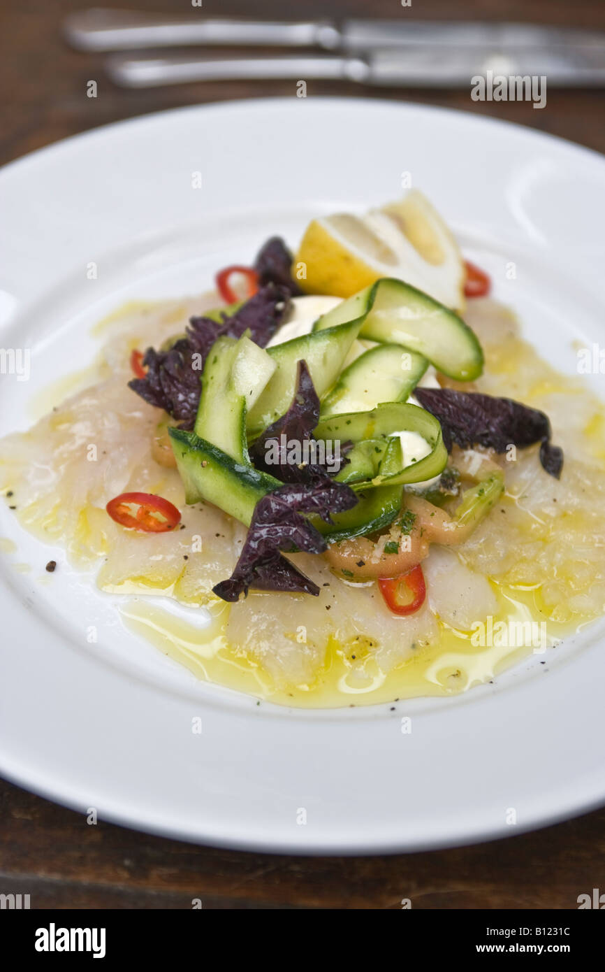 Carpaccio of Smoked Haddock with Raw Shaved Courgette, Creme Fraiche ...