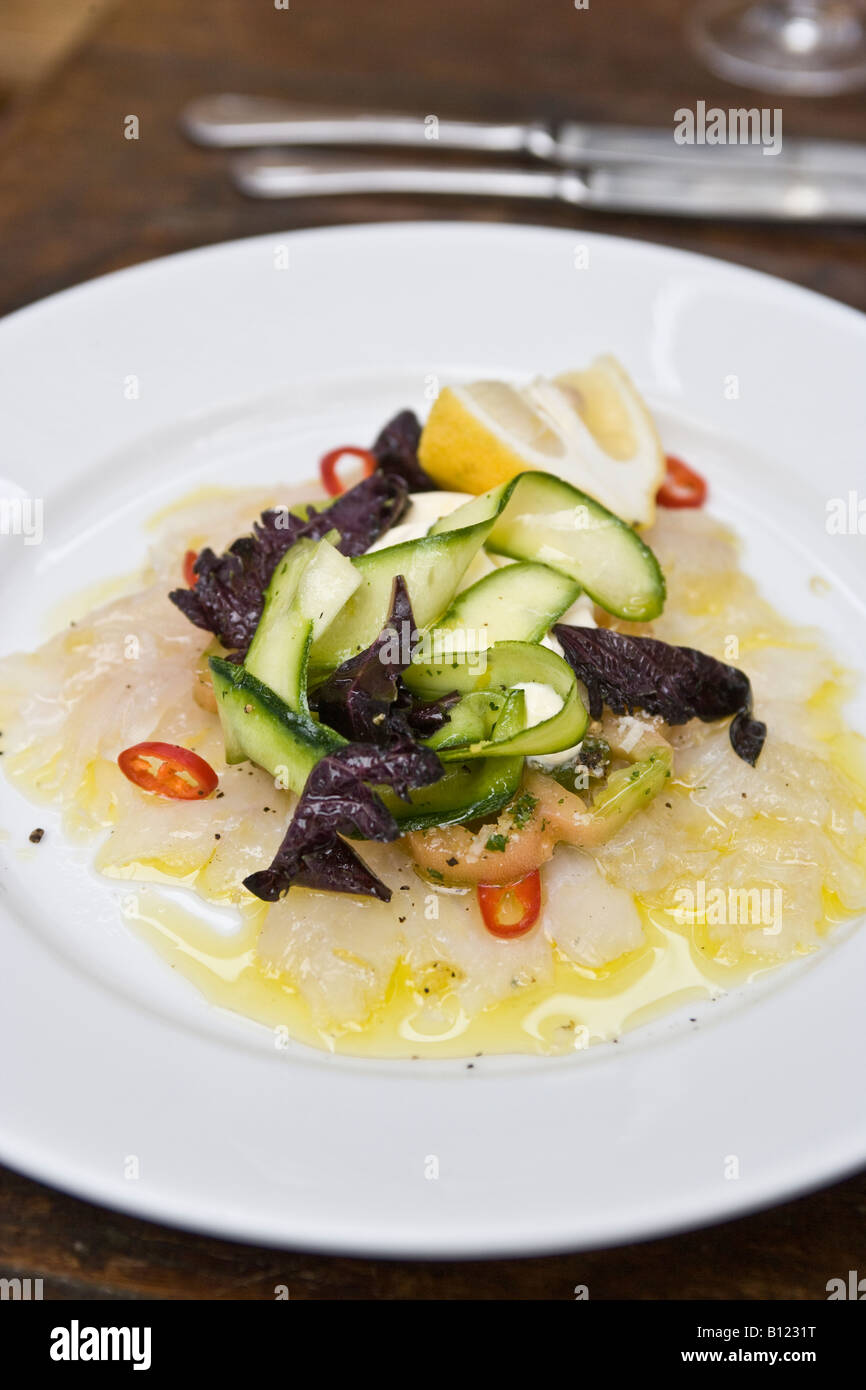 Carpaccio of Smoked Haddock with Raw Shaved Courgette, Creme Fraiche ...