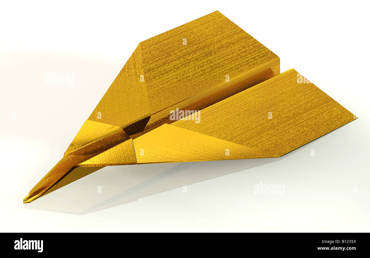 Gold plane 3d Stock Photo - Alamy