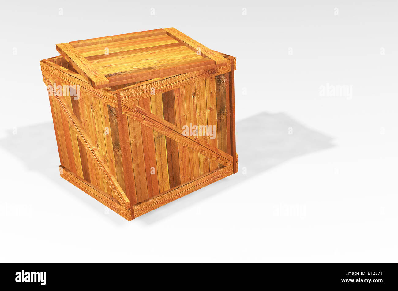 3D render of an open wooden crate Stock Photo - Alamy