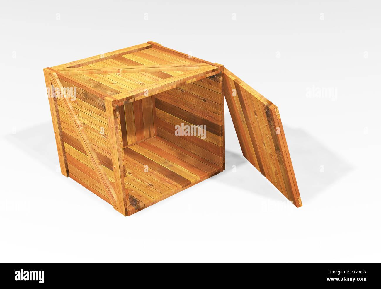 3D render of an open wooden crate Stock Photo - Alamy