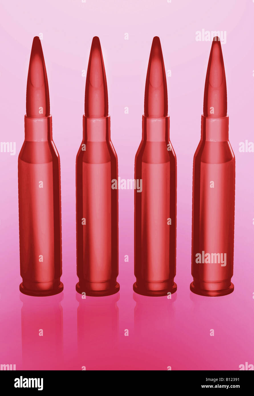 3d concept illustration of 4 bullets Stock Photo - Alamy