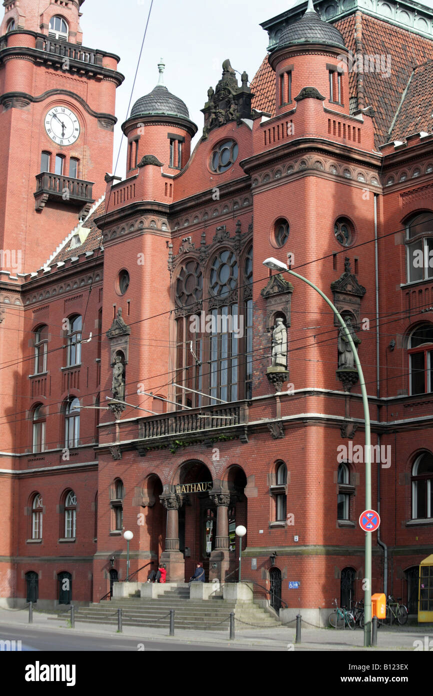 Pankow Rathaus, the red brick townhall in the suburb of Pankow, in the ...