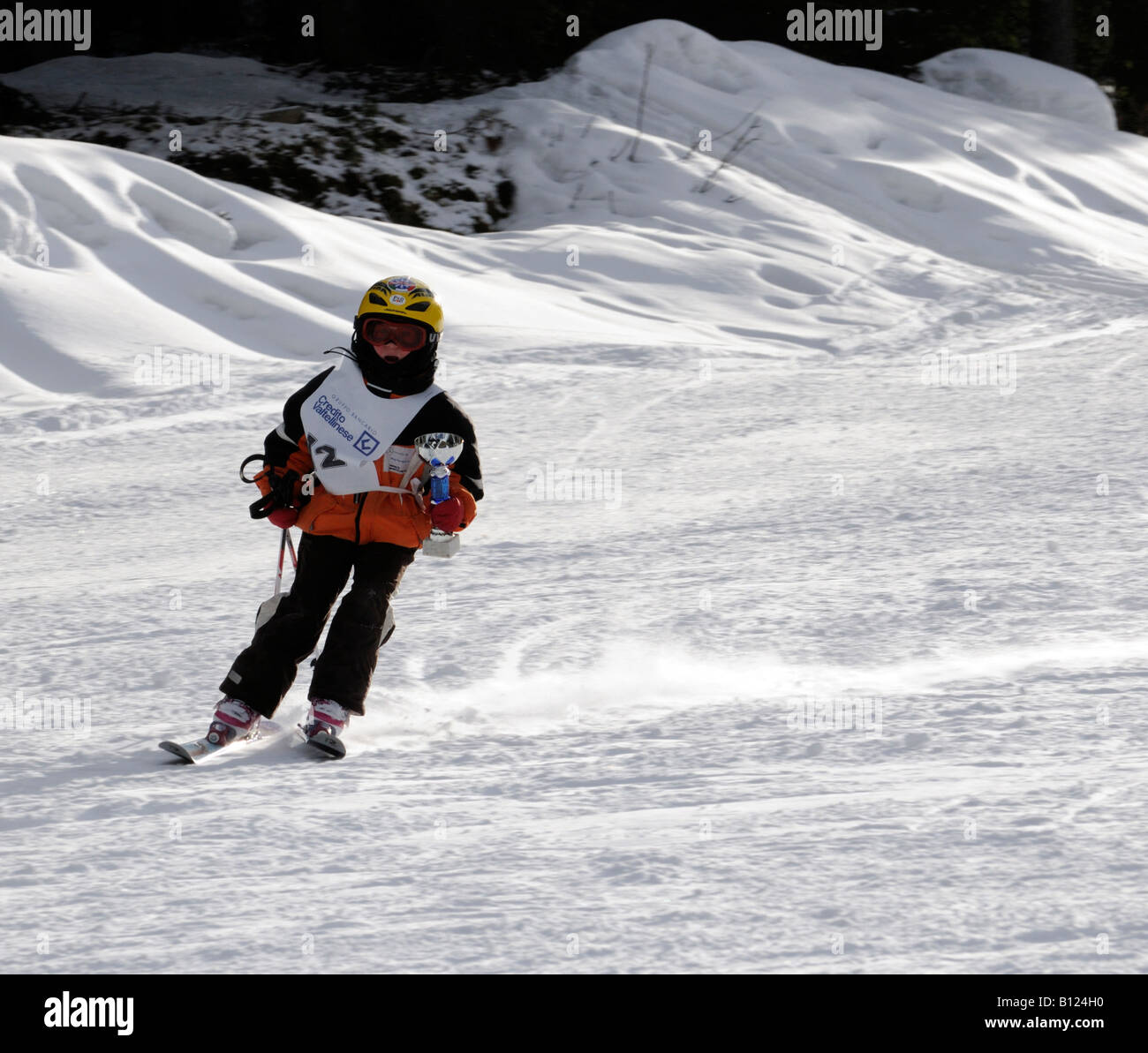 Little skier on the slopes of St Caterina Italy Europe Stock Photo - Alamy
