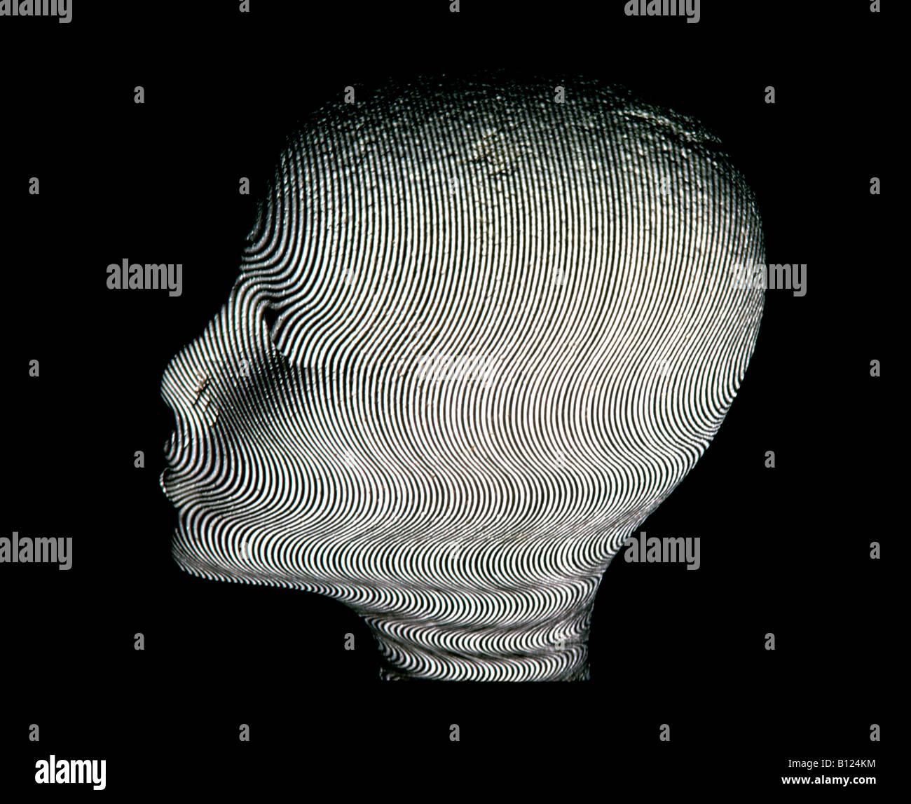Wavy lines projected onto dummy head: mind concept image Stock Photo ...