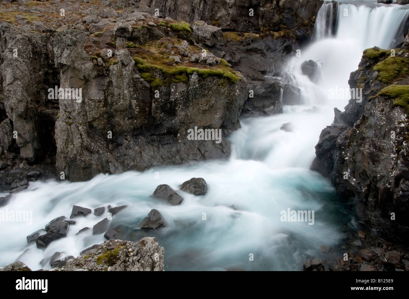 The waterfall Foss of the river Fossa. East peninsula Iceland ...