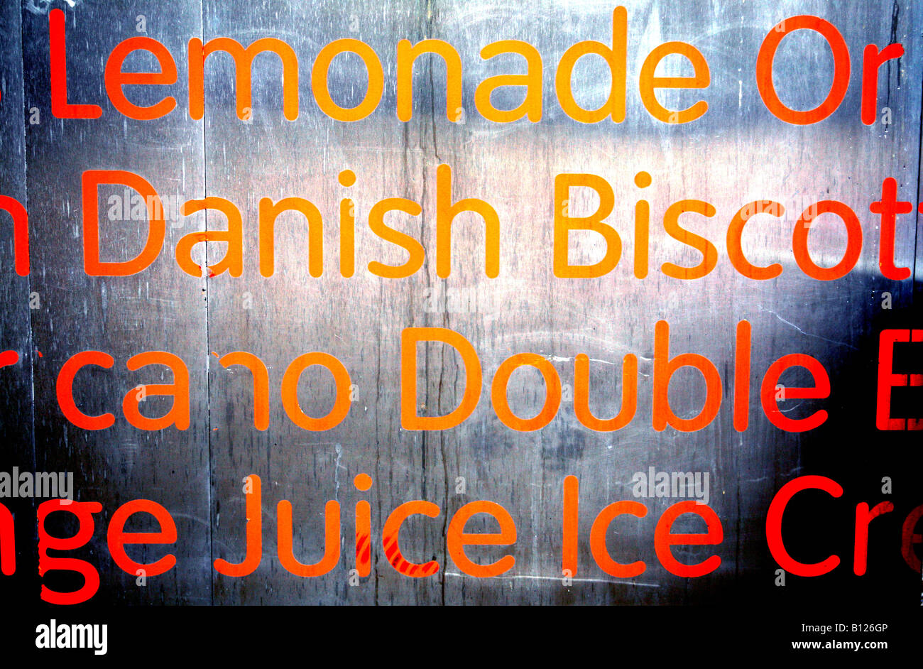 Lettering on snack outlet in London Stock Photo - Alamy