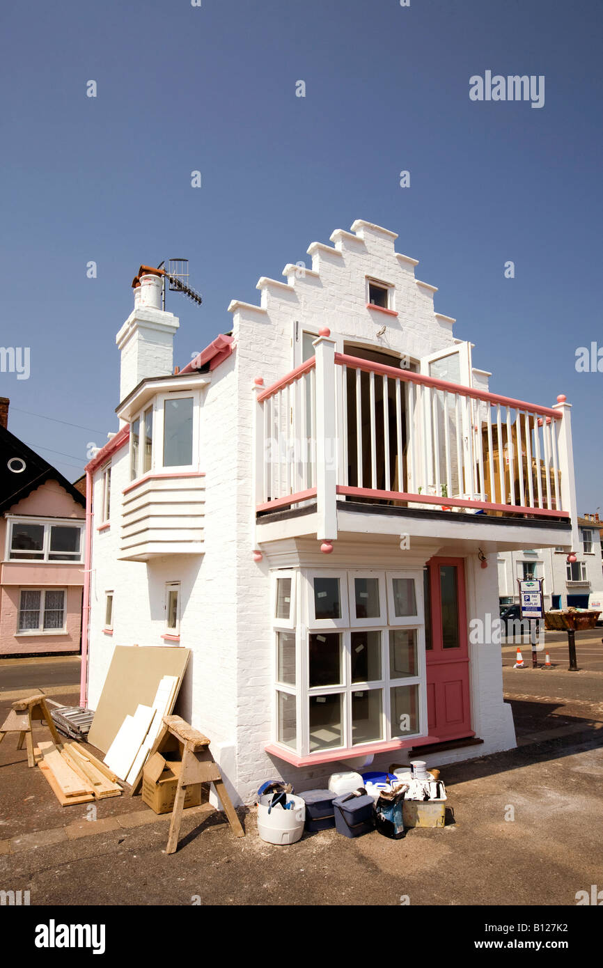 UK England Suffolk Aldeburgh Kings Square tiny house in middle of car ...