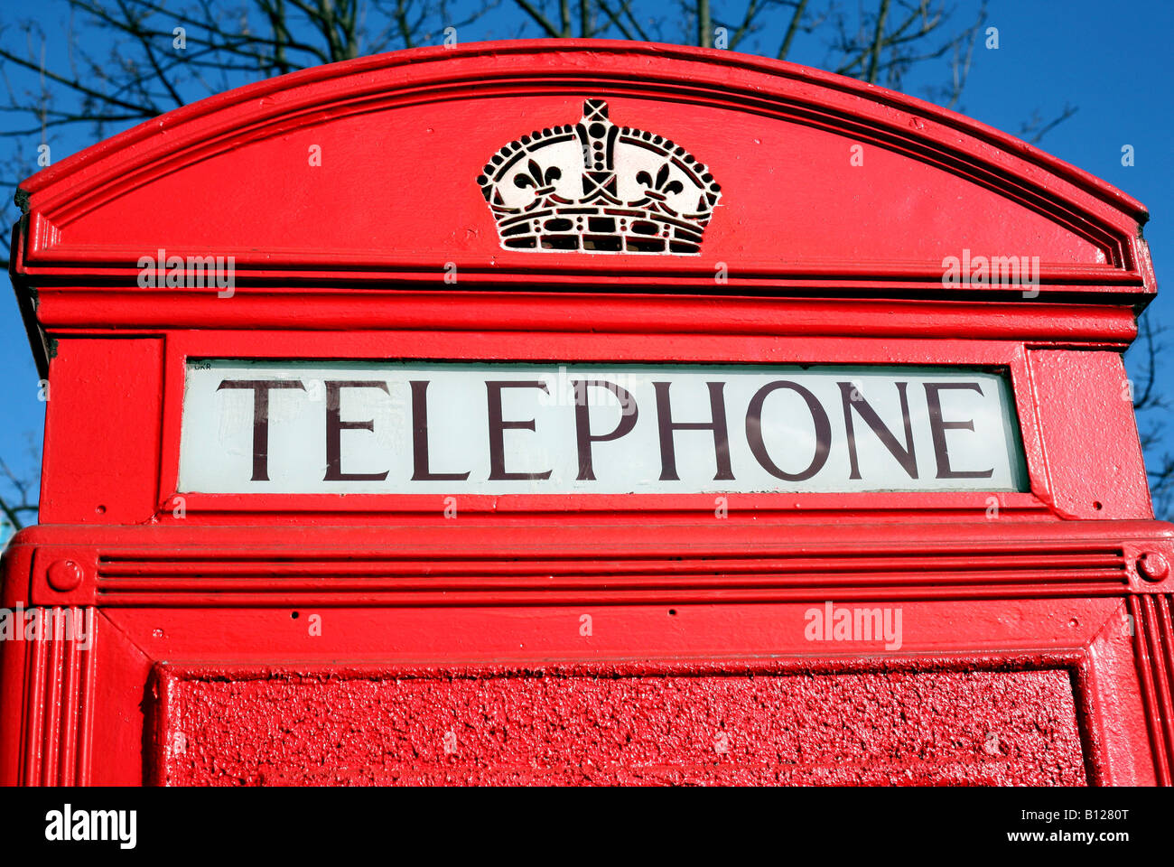 Detail of traditional red London telephone box Stock Photo - Alamy