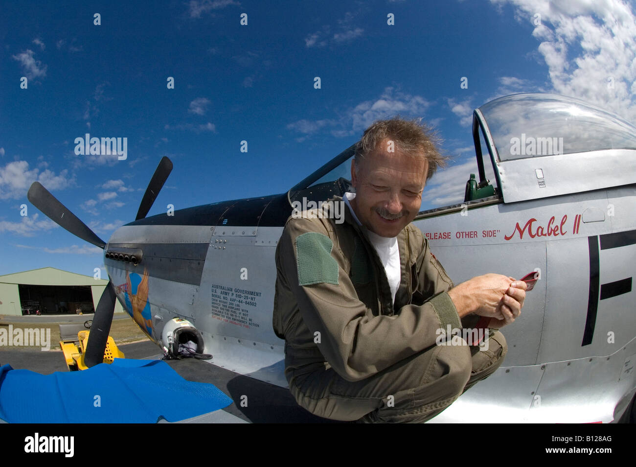 P51 Mustang WW2 fighter pilot CAC CA-18 MK21 Mustang Stock Photo - Alamy