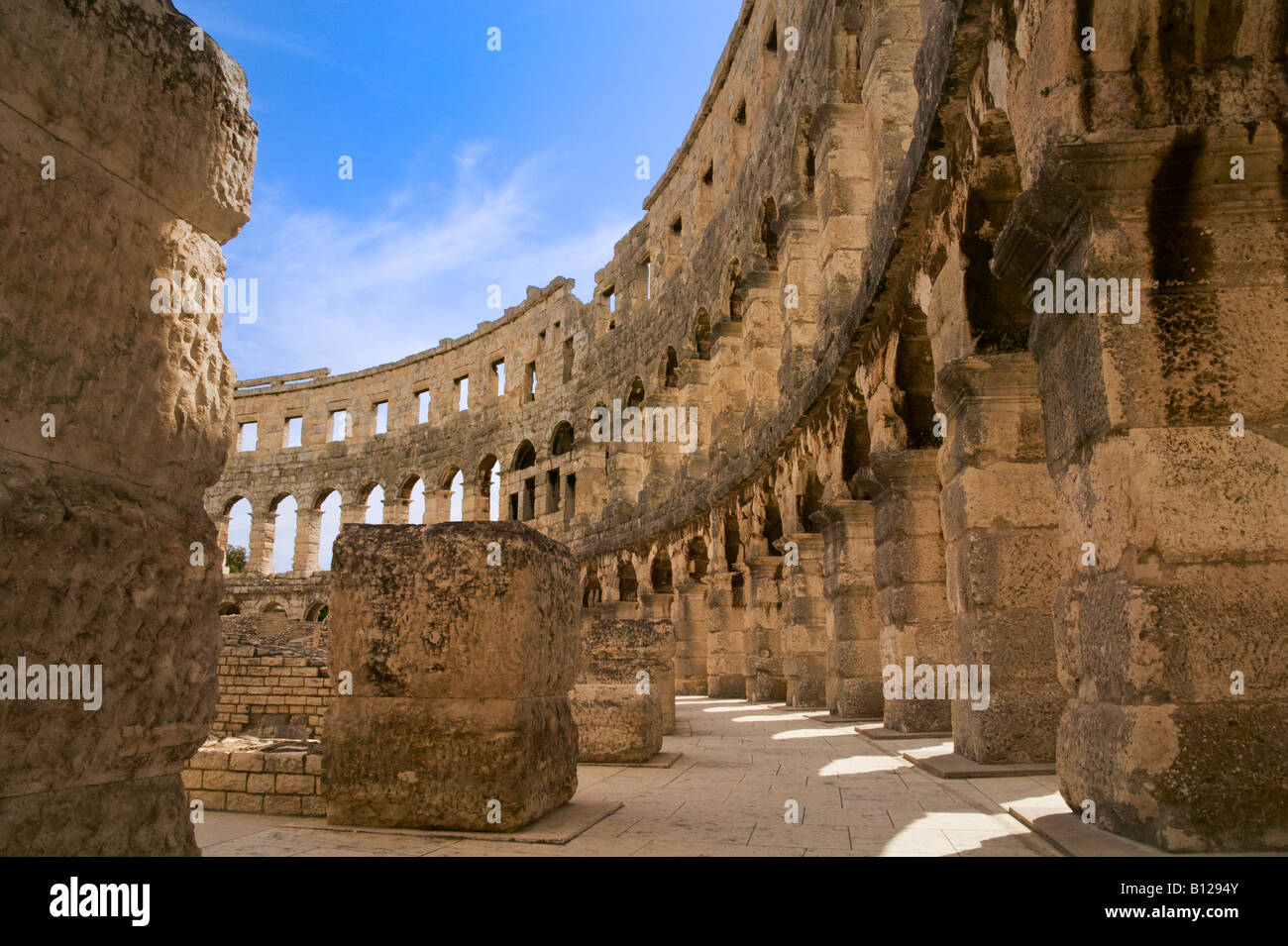 Ruins of 1st century Roman Amphitheatre Pula Istria Croatia Stock Photo ...