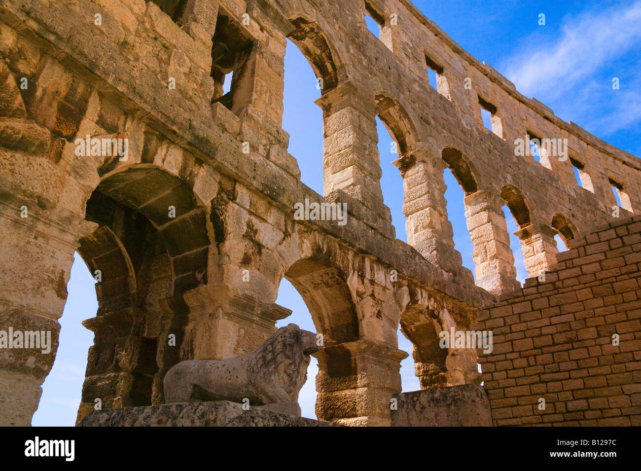 Ruins of 1st century Roman Amphitheatre Pula Istria Croatia Stock Photo ...