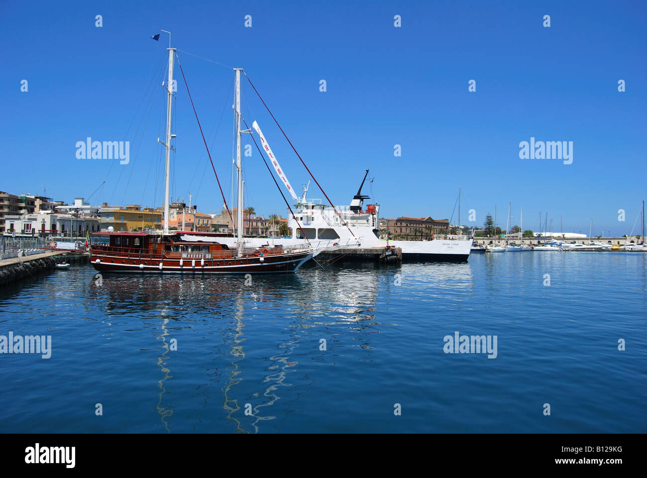 Harbour view, Milazzo, Capo di Milazzo, Messina Province, Sicily, Italy ...