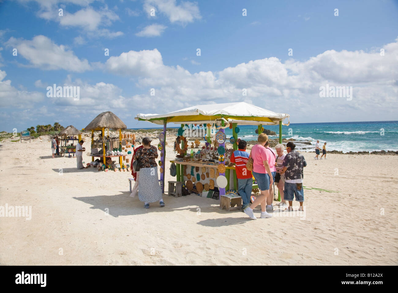 Souvenir shopping at beach outdoor souvenir stands on the east coast of ...