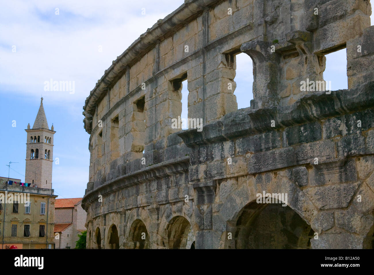 Ruins of 1st century Roman Amphitheatre Pula Istria Croatia Stock Photo ...