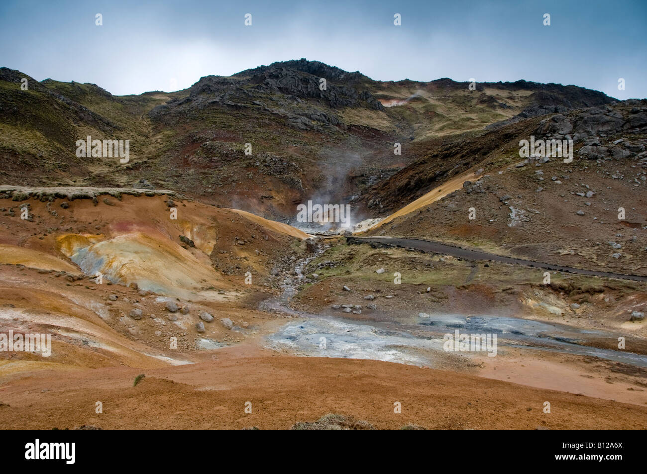 Steaming hot springs at Seltun Krysuvik Iceland Stock Photo - Alamy