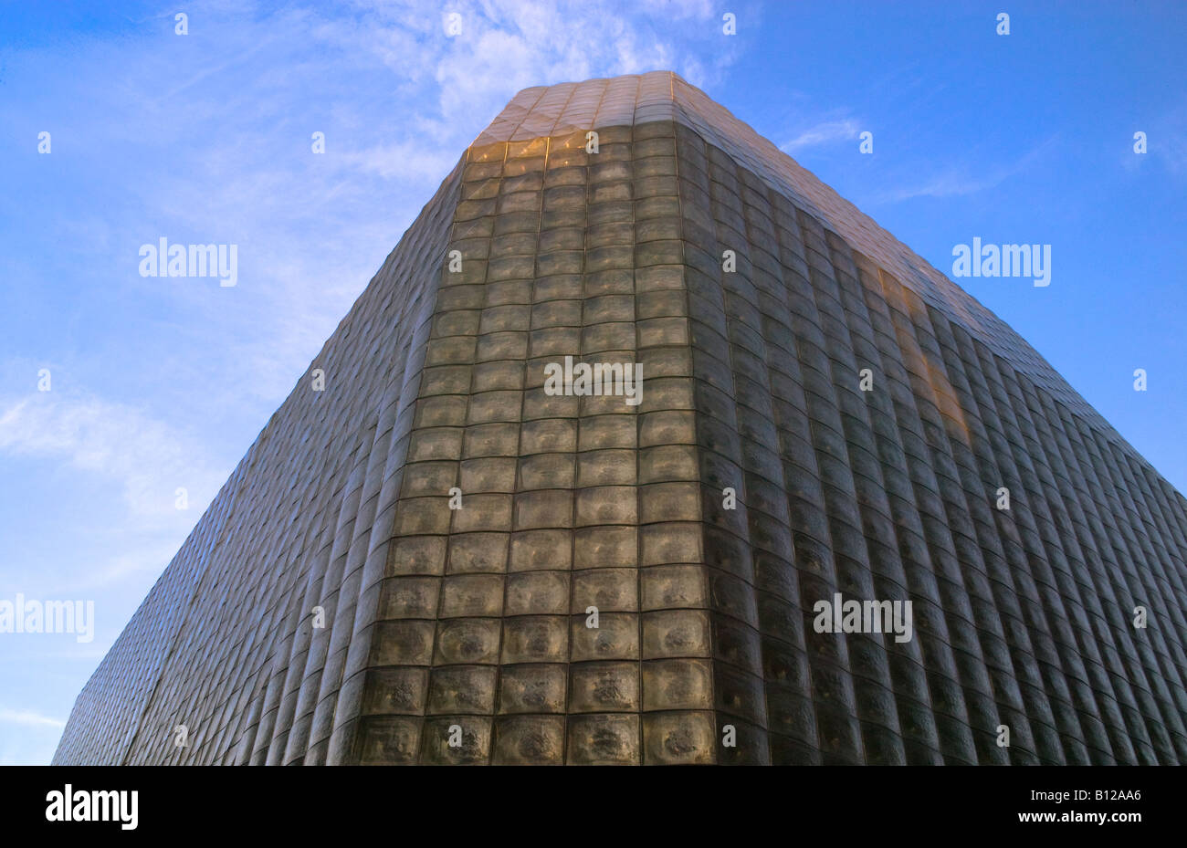 Modern glass block building with blue sky Prague Czech Republic Stock ...