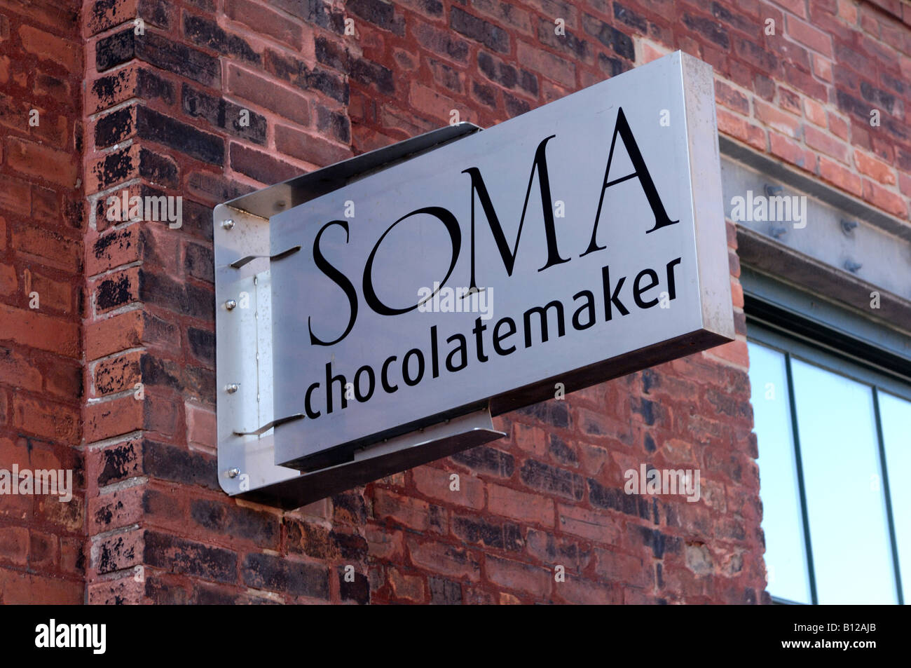 Soma chocolatemaker shop sign Stock Photo - Alamy