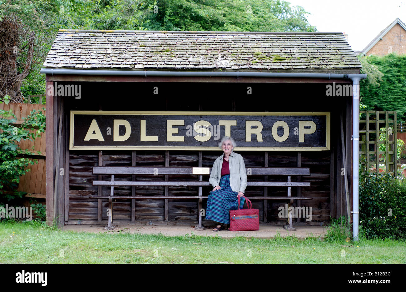 Adlestrop sign in bus shelter, Gloucestershire, England, UK Stock Photo ...