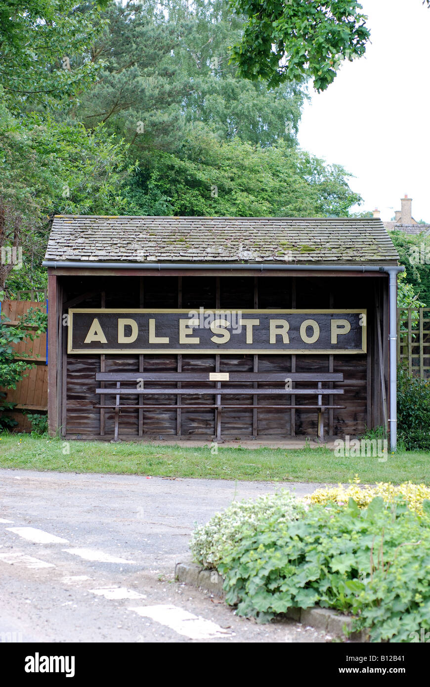 Adlestrop sign in bus shelter, Gloucestershire, England, UK Stock Photo ...