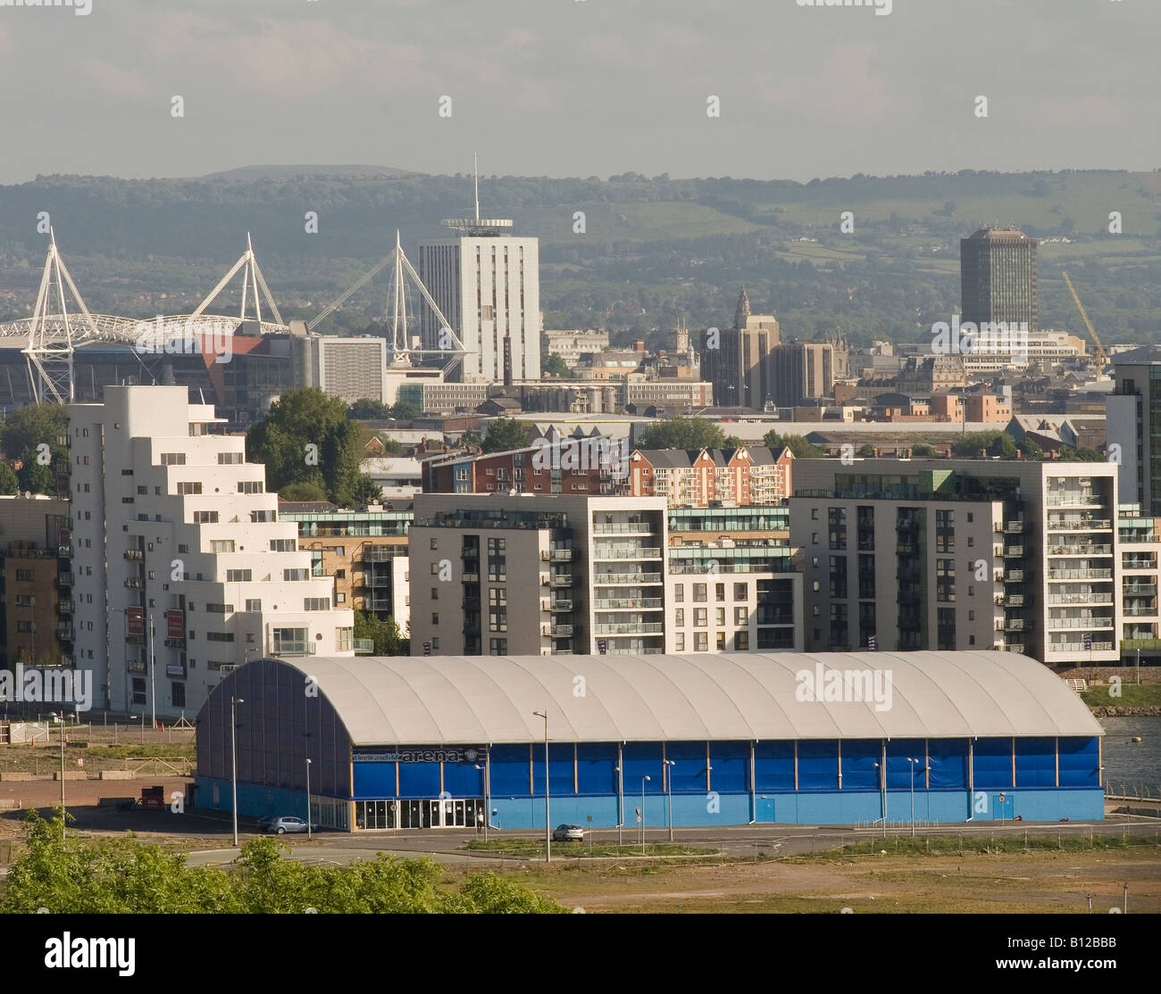 The Ice-rink and new apartments, Cardiff Bay Waterfront, UK Stock Photo ...