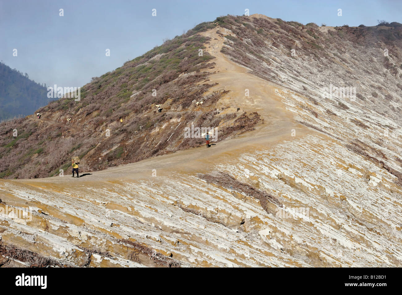 On the top of active volcano, Ijen plateau, East Java, Indonesia Stock ...