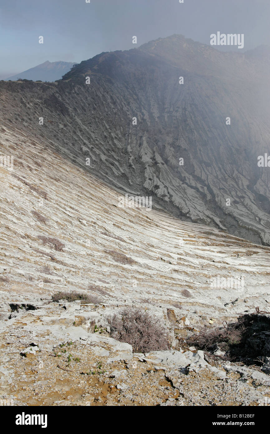 On the top of active volcano, Ijen plateau, East Java, Indonesia Stock ...