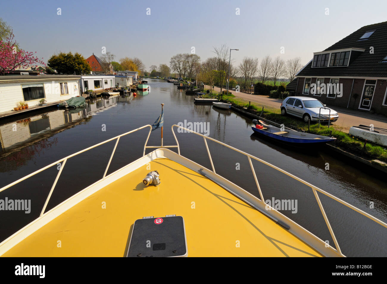 Yacht on Dutch canal Holland Europe Stock Photo - Alamy
